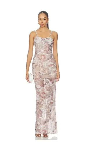 BRONX BANCO Eve Dahlia Maxi Dress With Straps In . Also - Blush