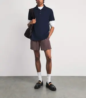 Paige Cotton Demille Polo Shirt - Black