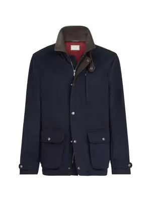 Brunello Cucinelli Wool Caban Coat - Blue