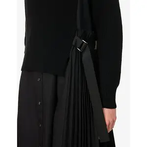 Sacai Sleeveless Wool-blend And Nylon Contrast Vest