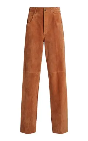 Chloé Suede Straight-leg Pants - Brown