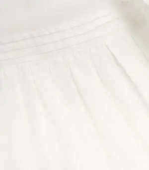 DÔEN Sebastiane Organic Cotton Midi Skirt With Lace Hem - White