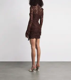 DE LA VALI Lace Bodita Mini Dress - Brown