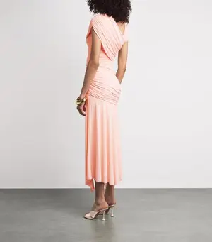 DE LA VALI Draped Hela Midi Dress - Pink