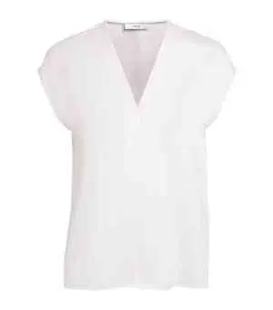 Vince Silk-blend Layered V-neck Top - Ivory