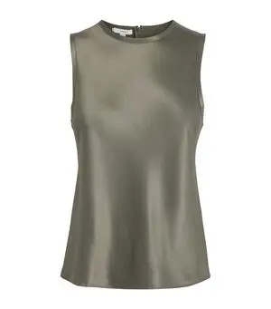 Vince Satin Sleeveless Top - Green