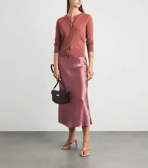 Vince Crinkle Satin Midi Skirt