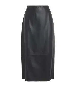 Vince Lambskin Midi Skirt - Black