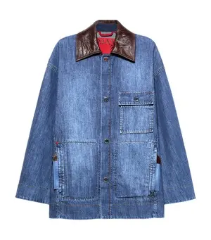 Max & Co. Denim Contrast Collar Jacket - Navy