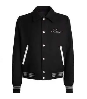 Amiri Wool Bones Varsity Jacket - Black