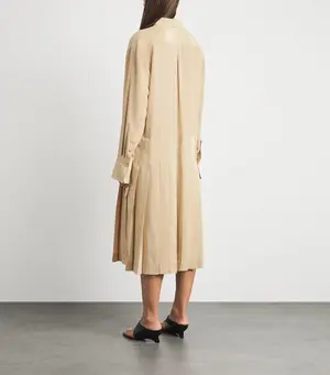 TOTEME Silk Pleated Midi Shirt Dress