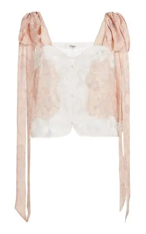 Chloé Lace-trimmed Silk Charmeuse Tank Top - Pink