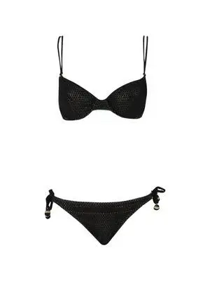 PIN-UP STARS Crochet Balconette Bikini - Black