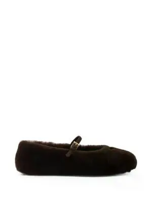 Prada Shearling Ballerinas - Brown