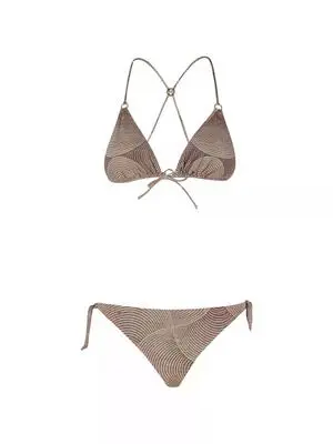 PIN-UP STARS Lurex Geometric-print Bikini - Neutrals