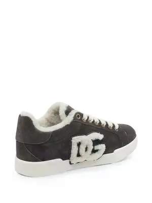Dolce & Gabbana Dg Logo Shearling-trim Sneakers