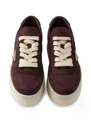 Prada Downtown Bold Re-nylon And Suede Sneakers - Red