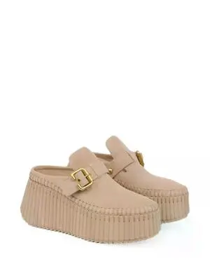 Chloé Nama Wedge Mules - Neutrals