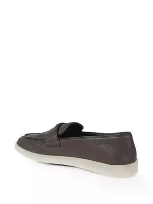 Prada Logo-plaque Pebbled-leather Loafers