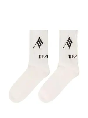 Attico Logo-detail Ribbed-knit Socks - Neutrals