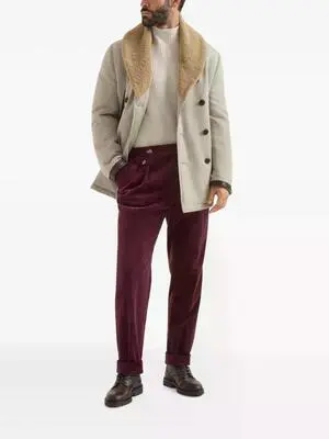 Brunello Cucinelli Wool And Cashmere Cavalry Coat With Thermore® Padding And Shearling Collar - Grey