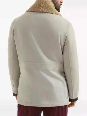 Brunello Cucinelli Wool And Cashmere Cavalry Coat With Thermore® Padding And Shearling Collar