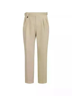 Brunello Cucinelli Cotton Chevron Trousers With Double Pleats And Waist Tabs - Neutrals