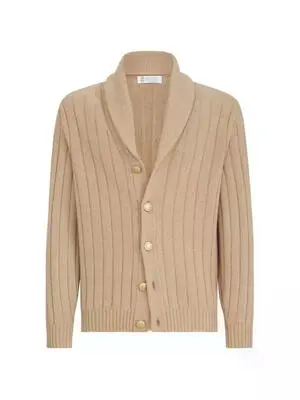 Brunello Cucinelli Cashmere Ribbed Cardigan - Neutrals