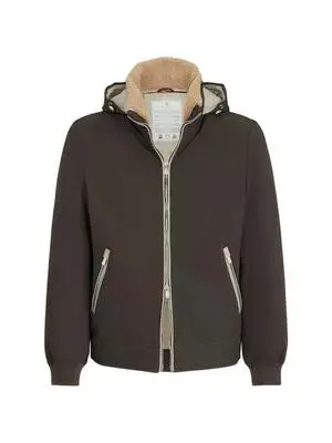 Brunello Cucinelli Stretch Bonded Nylon Down Jacket With Detachable Hood - Brown