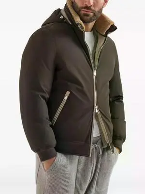 Brunello Cucinelli Stretch Bonded Nylon Down Jacket With Detachable Hood