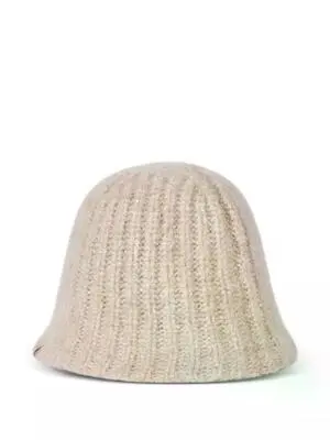Brunello Cucinelli Cashmere Diamond-yarn Rib-knit Bucket Hat - Neutrals