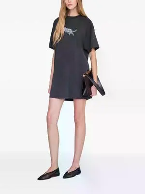 ANINE BING Beth Mini Dress Leopard Washed