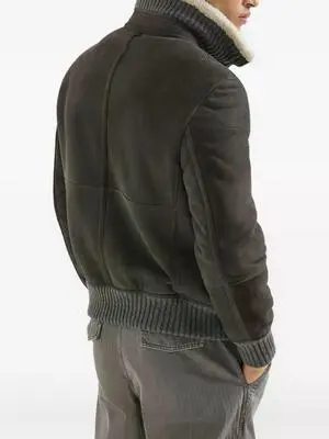Brunello Cucinelli Shearling Trimmed Ribbed Jacket