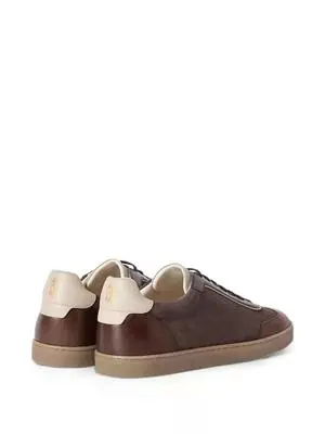Brunello Cucinelli Suede And Polished Calfskin Sneakers