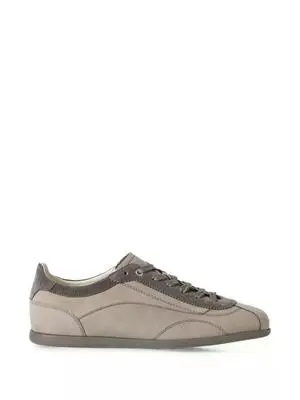 Brunello Cucinelli Nubuck And Suede Sneakers With Slim Outsole - Grey