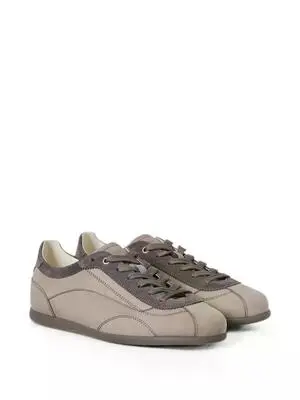 Brunello Cucinelli Nubuck And Suede Sneakers With Slim Outsole - Grey