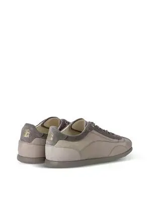 Brunello Cucinelli Nubuck And Suede Sneakers With Slim Outsole - Grey