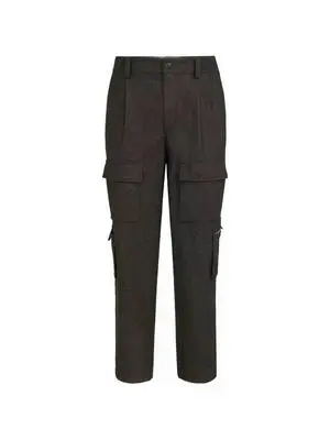 Brunello Cucinelli Virgin Wool Flannel Trousers With Cargo Pockets And Waist Tabs - Brown