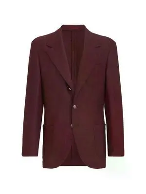 Brunello Cucinelli Cashmere Panama Deconstructed Blazer With Patch Pockets And Metal Buttons - Red