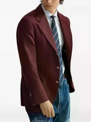 Brunello Cucinelli Cashmere Panama Deconstructed Blazer With Patch Pockets And Metal Buttons - Red