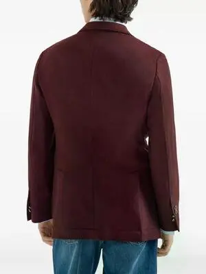 Brunello Cucinelli Cashmere Panama Deconstructed Blazer With Patch Pockets And Metal Buttons - Red