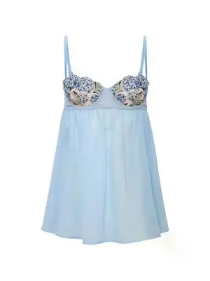 FLEUR DU MAL Hydrangea Floral-embroidered Babydoll