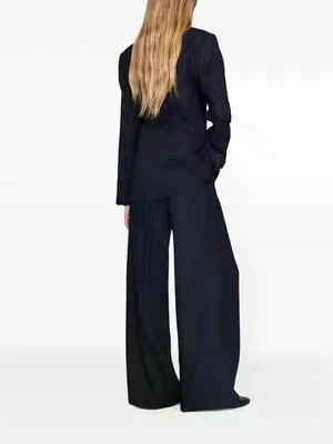 ANINE BING Paola Navy Pinstripe Wide-leg Trousers