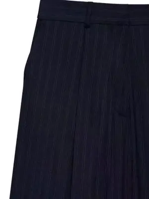 ANINE BING Paola Navy Pinstripe Wide-leg Trousers