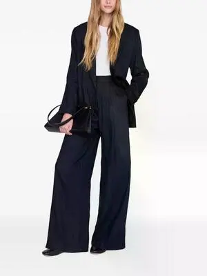 ANINE BING Paola Navy Pinstripe Wide-leg Trousers - Blue