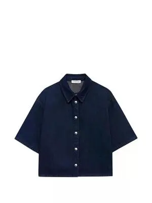 ANINE BING Lincoln Cropped Denim Shirt - Blue