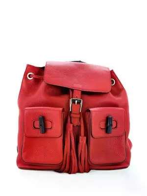 Gucci Bamboo Tassel Leather Medium Backpack - Red