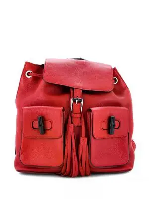 Gucci Bamboo Tassel Leather Medium Backpack - Red