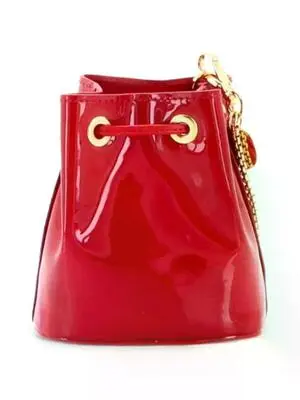 Prada Triangle Logo Drawstring Pouch Patent Mini Bucket Bag