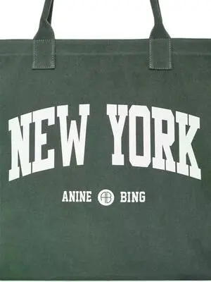 ANINE BING Leo Canvas Tote New York University Cilantro - Green